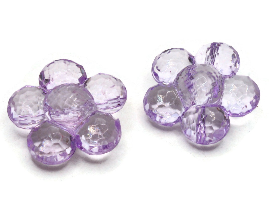 Large Purple Faceted Flower Plastic Shank Buttons: Set of 2 35mm - Etsy