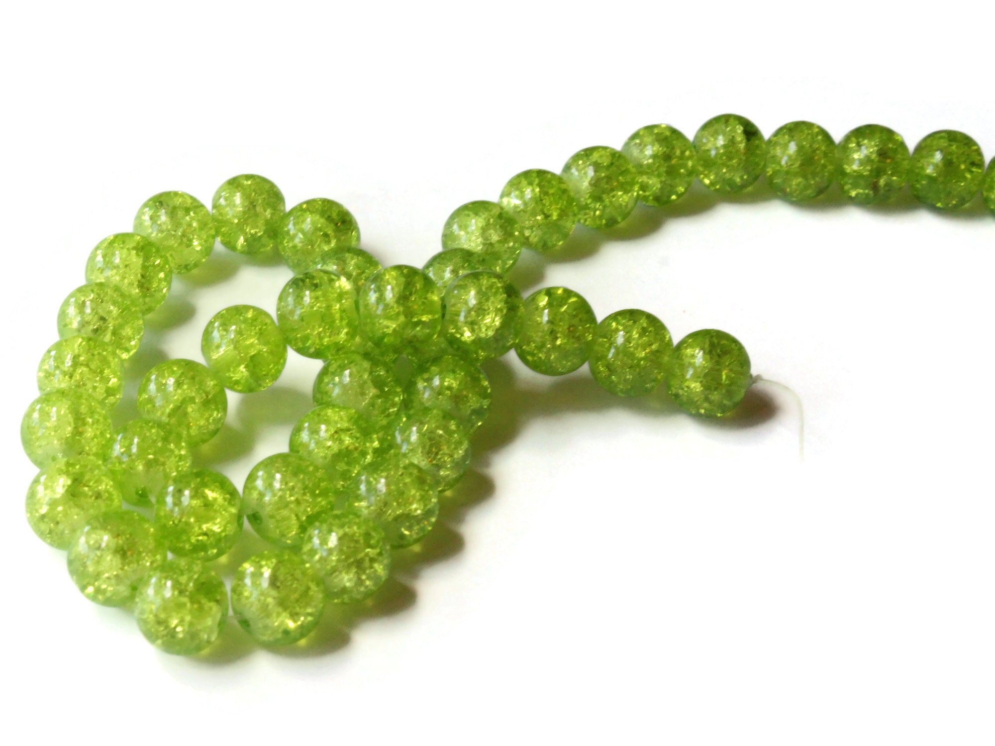 Light Green Beads Crackle Glass Beads 10mm Round Beads Smooth Round ...