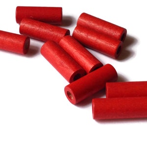 10 26mm Red Wood Tube Beads 1 Inch Vintage Beads New Old Stock Beads ...