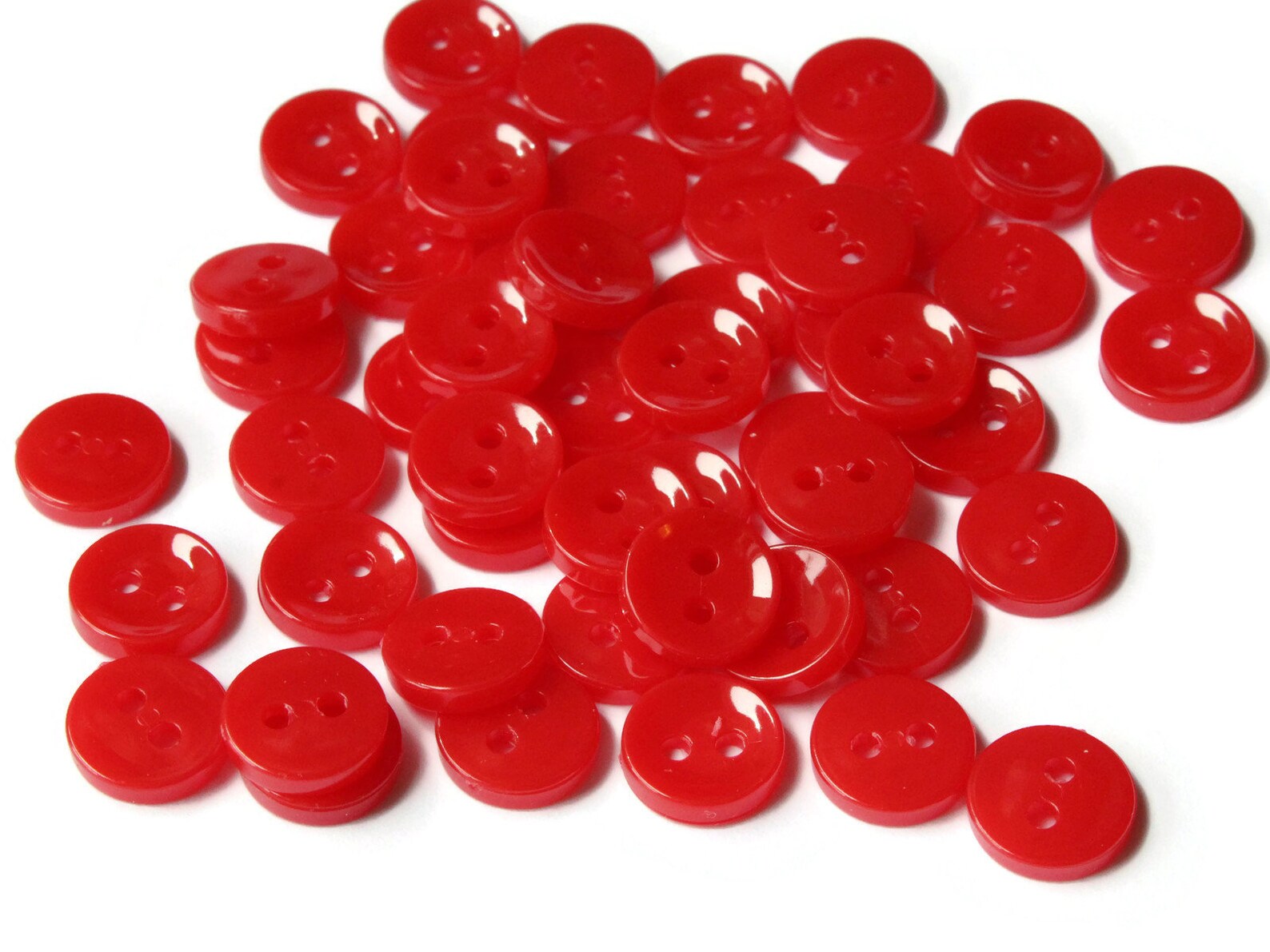 50 11mm Opaque Red Buttons Flat Round Plastic Two Hole Buttons | Etsy