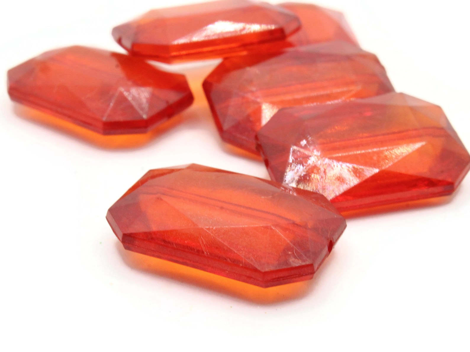 6 30mm Red Beads Acrylic Gems Rectangle Jewel Beads Acrylic - Etsy