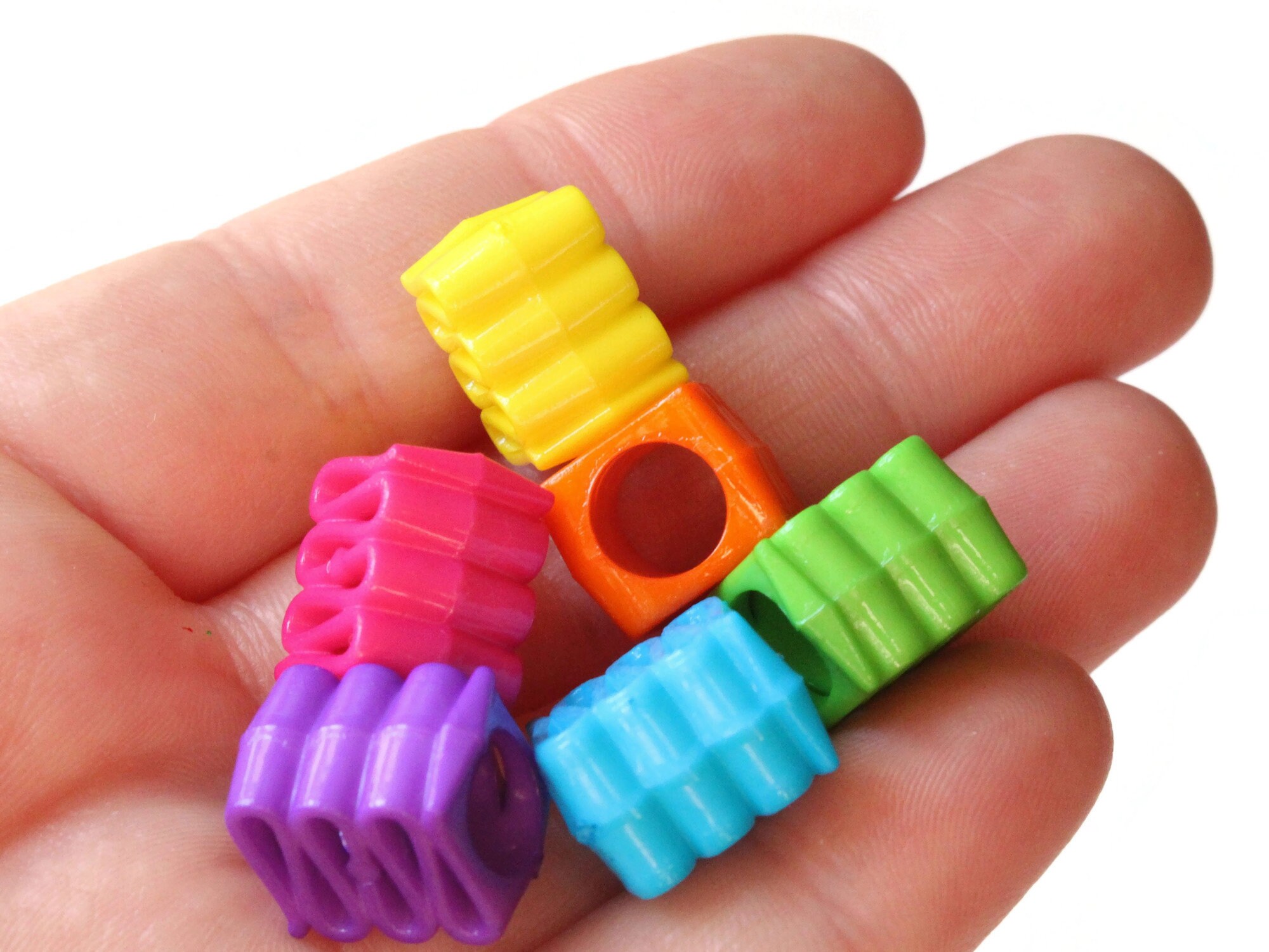 30 14mm Mixed Color Ribbon Acrylic Beads Plastic Rectangle Beads ...