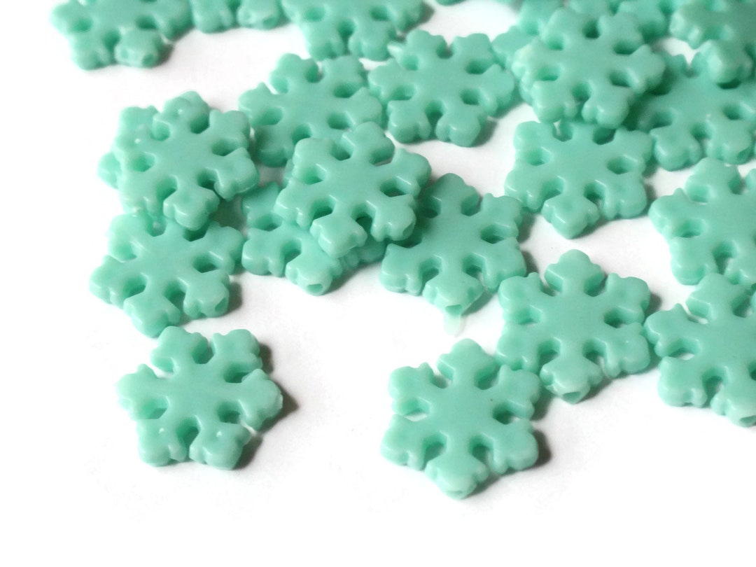 50 13mm Mint Green Snowflake Beads Flat Snowflakes Plastic - Etsy