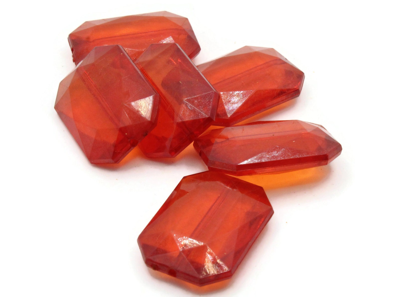 6 30mm Red Beads Acrylic Gems Rectangle Jewel Beads Acrylic | Etsy