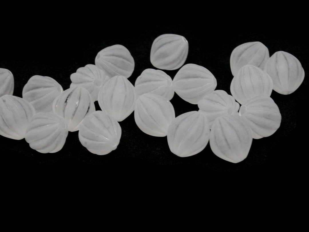 20 13mm Fluted Round White Beads Vintage Frosted Acrylic Beads - Etsy
