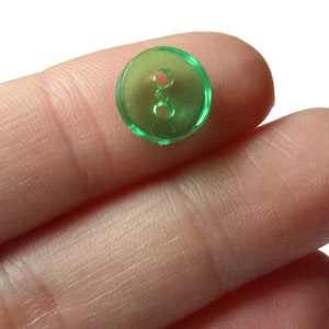 50 11mm Clear Green Buttons Flat Round Plastic Two Hole Buttons Jewelry ...