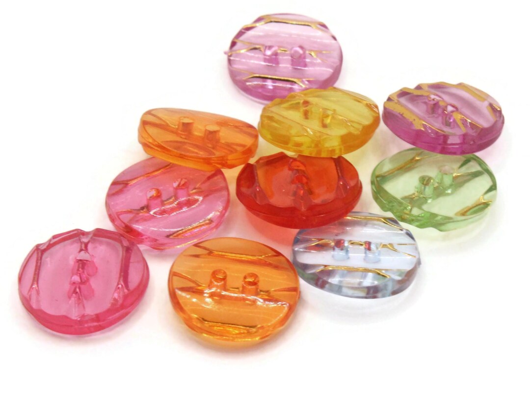 10 13mm Mixed Color Plastic Buttons Flat Round Plastic Two Hole Buttons ...