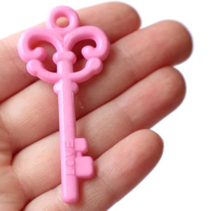 8 Mixed Color Key Plastic Key Skeleton Key Love Key Charms Pendants ...
