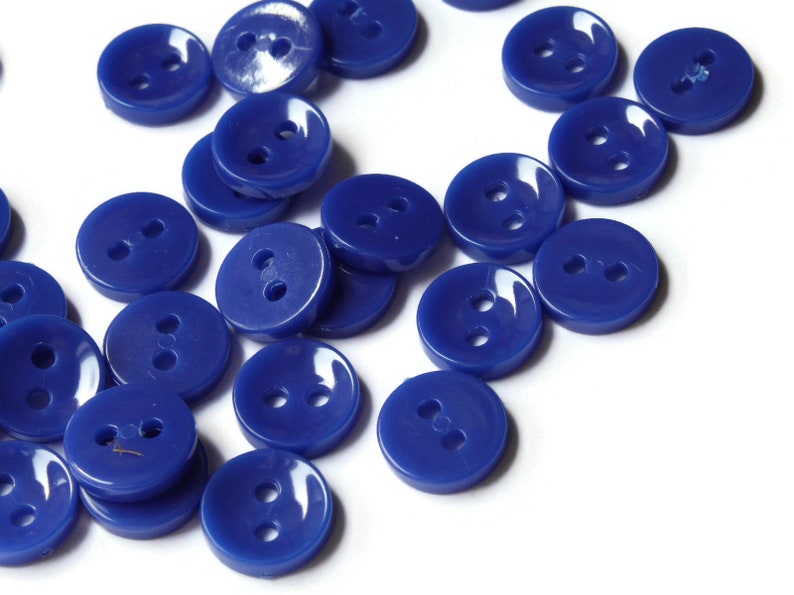50 11mm Opaque Royal Blue Buttons Flat Round Plastic Two Hole - Etsy