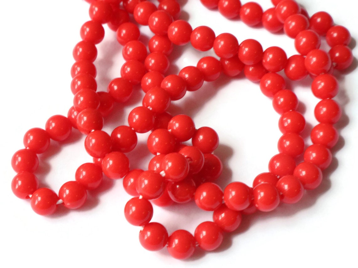 6mm Round Beads Red Plastic Beads Vintage Beads 31 Inch Full - Etsy