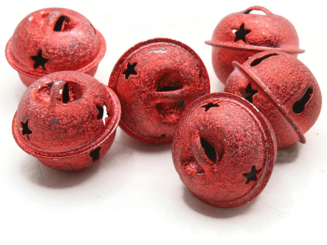 Red Jingle Bells 6 Pieces 24mm Christmas Sleigh Bell Charms Jewelry ...