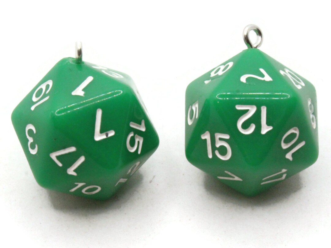 2 20mm Green Resin D20 20 Sided Dice Charms Dice Pendants Jewelry ...