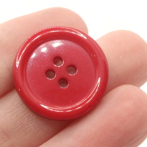 10 22mm Red Buttons Flat Round Plastic Four Hole Buttons Jewelry Making ...