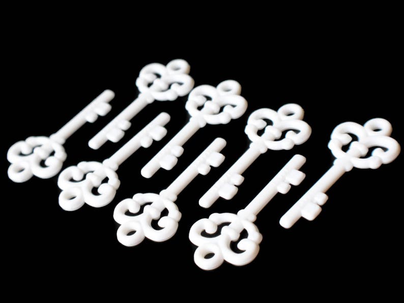 8 White Key Charms Plastic Skeleton Key Charm Beading Supplies | Etsy