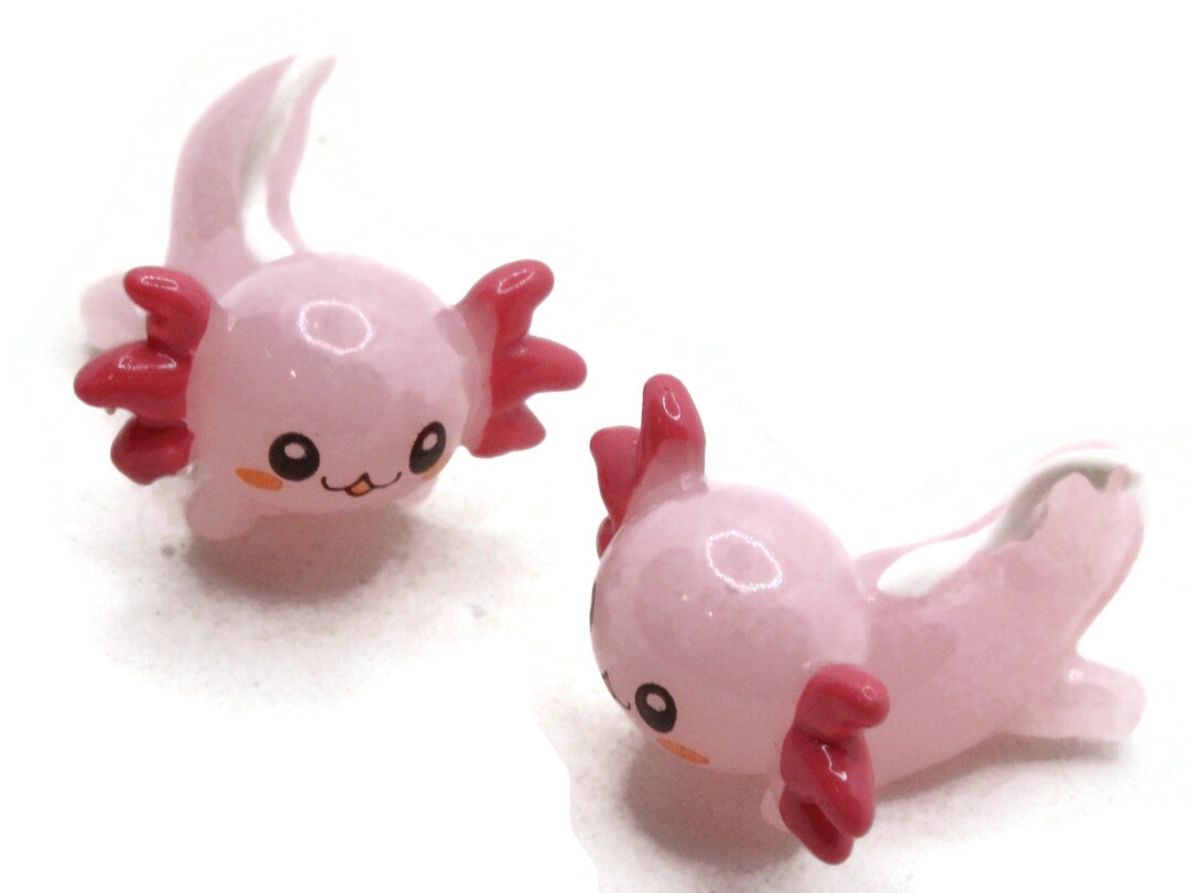 2 26mm Light Pink Axolotl Charms Resin Animal Cabochons Miniature Cute ...