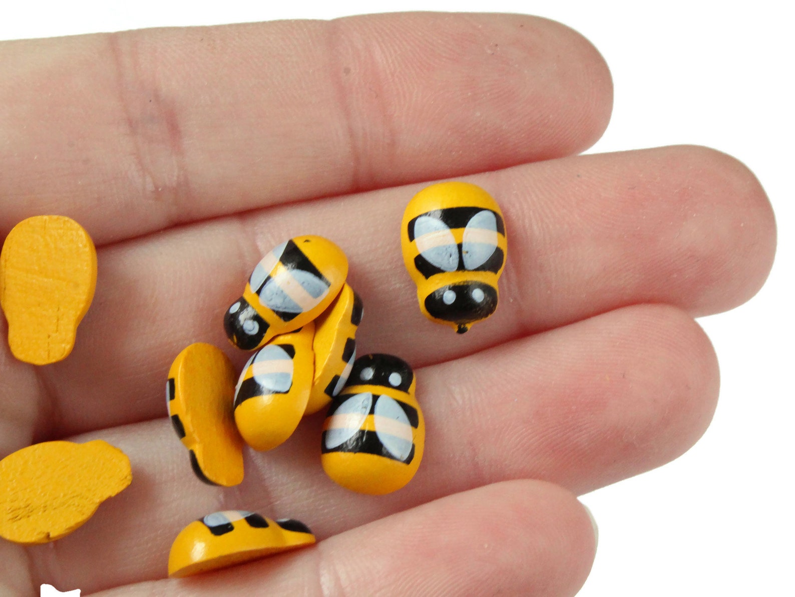 30 13mm Wooden Bee Cabochons Bumblebee Cabs Flat Back - Etsy