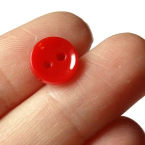 50 11mm Opaque Red Buttons Flat Round Plastic Two Hole Buttons Jewelry ...