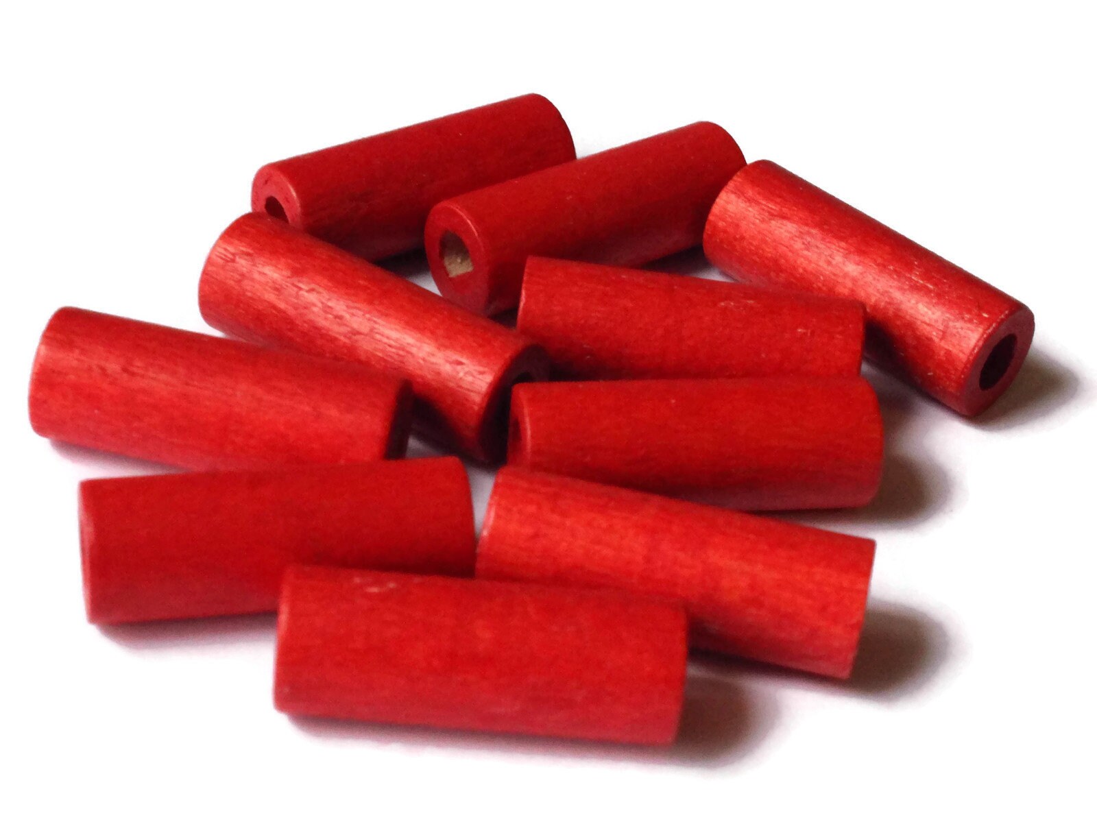 10 26mm Red Wood Tube Beads 1 Inch Vintage Beads New Old Stock | Etsy