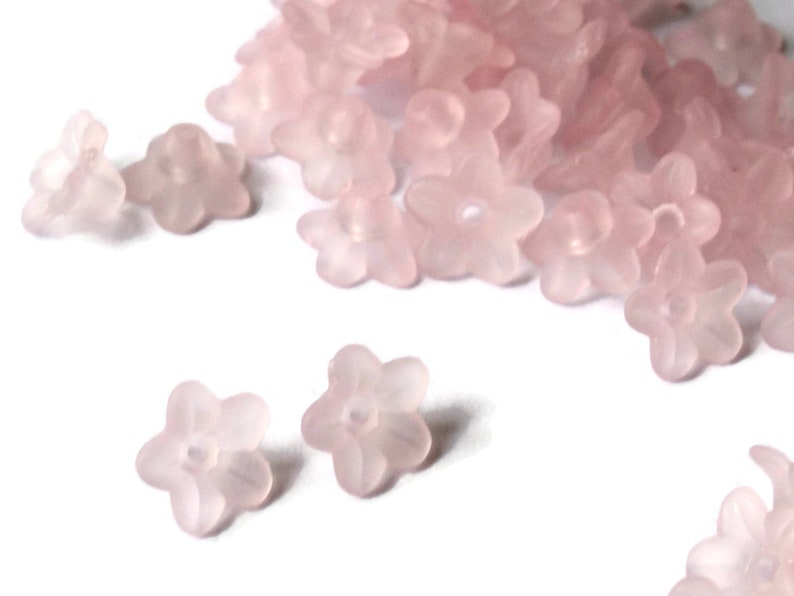 50 10mm Small Pink Flower Beads Lily Beads Lucite Beads Acrylic Beads ...