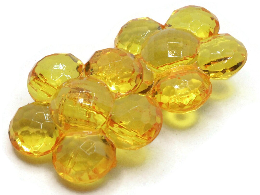 2 35mm Large Orange Flower Buttons Flat Faceted Floral Plastic Shank ...