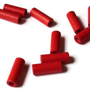 10 26mm Red Wood Tube Beads 1 Inch Vintage Beads New Old Stock Beads ...