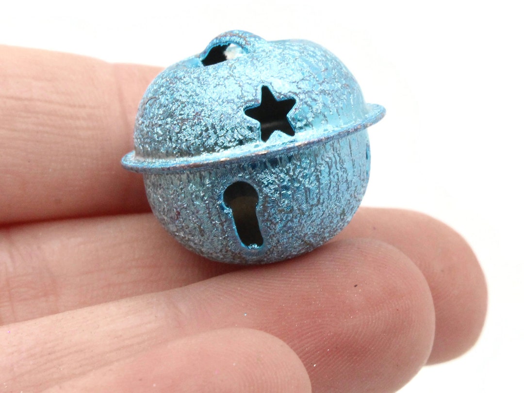 6 Blue Jingle Bells 24mm Bells Christmas Sleigh Bell Charms Beads ...