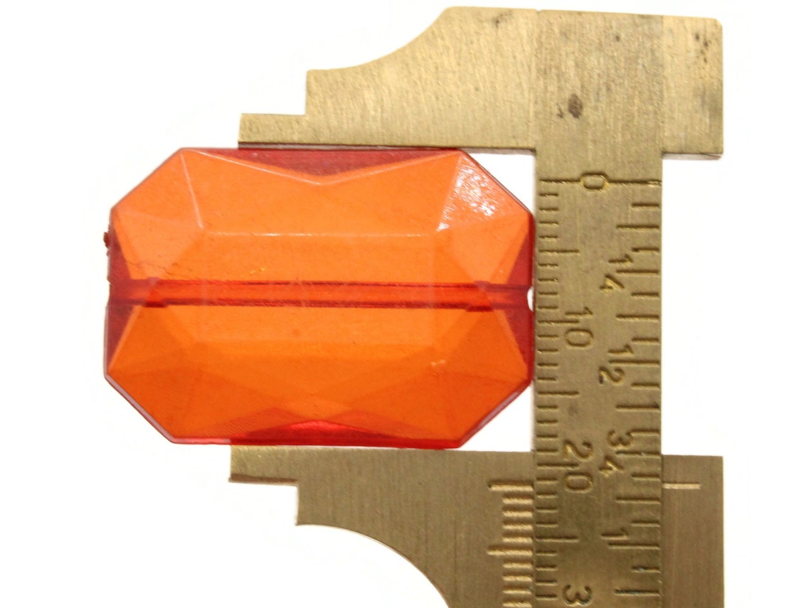 6 30mm Red Beads Acrylic Gems Rectangle Jewel Beads Acrylic Jewels ...