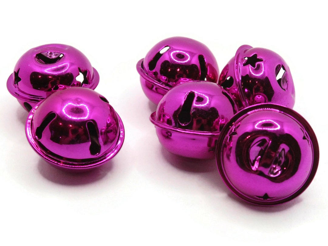 6 Shiny Bright Pink Jingle Bells 24mm Bells Christmas Sleigh Bell ...