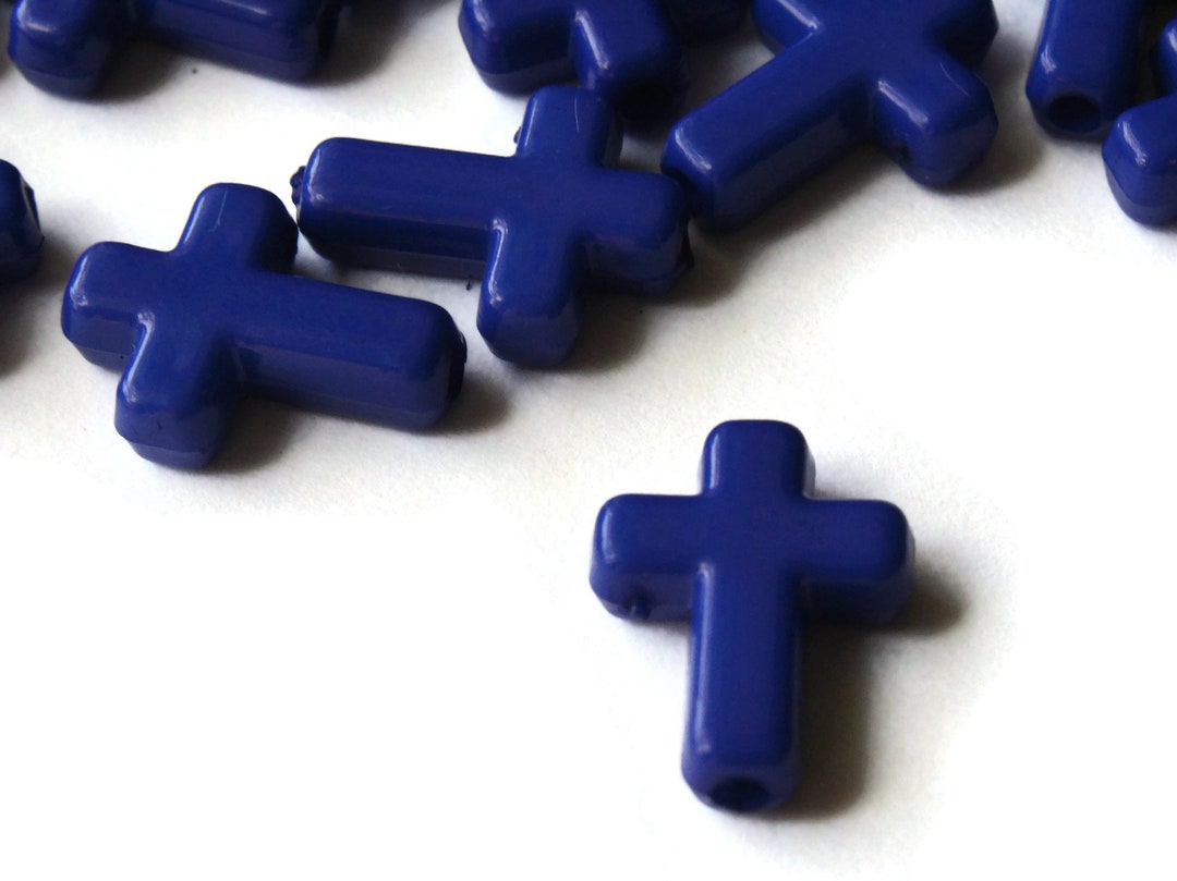 50 16mm Cross Beads Royal Blue Cross Beads Plastic Crosses Christian ...