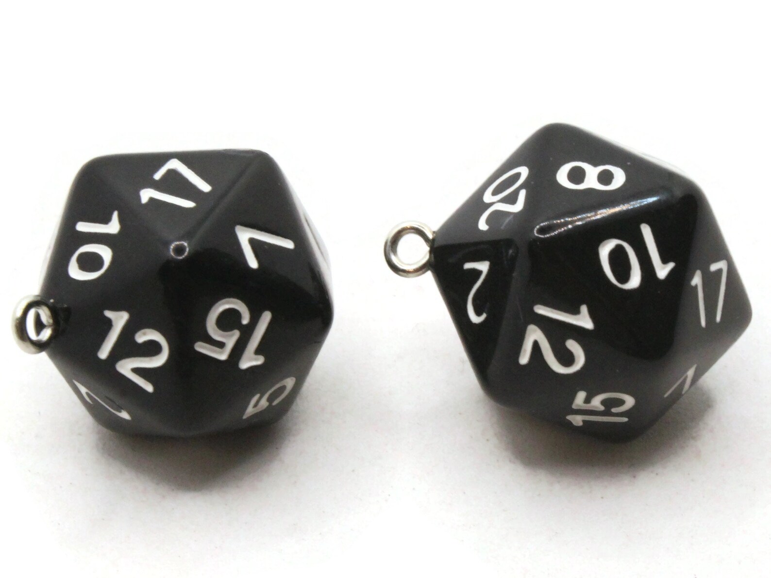 2 20mm Black Resin D20 20 Sided Dice Charms Dice Pendants Jewelry ...