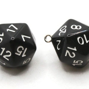 2 20mm Black Resin D20 20 Sided Dice Charms Dice Pendants Jewelry ...