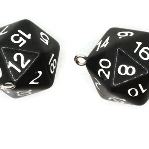 2 20mm Black Resin D20 20 Sided Dice Charms Dice Pendants Jewelry ...