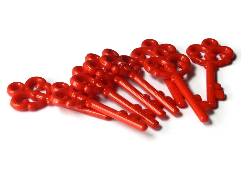 Plastic Key Charm Red Skeleton Key Charms Love Key Pendant Key - Etsy