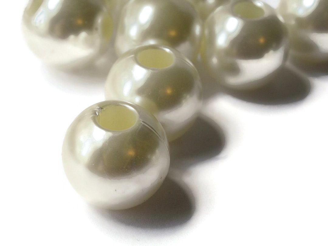10 20mm Large Hole Pearls White Pearl Beads European Beads Plastic ...