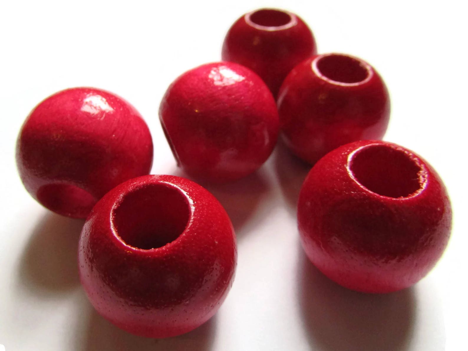 6 21mm X 19mm Red Beads Round Wood Beads Vintage Beads Wooden - Etsy