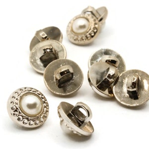 10 12mm Pearl Buttons Silver Shank Buttons Plastic Buttons | Etsy