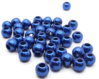 40 12mm Large Hole Pearls Red Pearl Beads European Beads Plastic Pearl ...