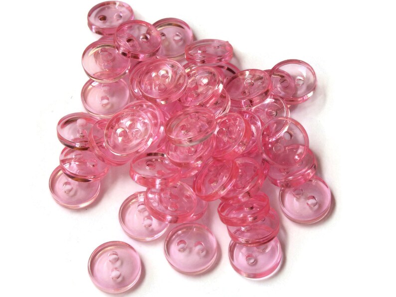 50 11mm Clear Light Pink Buttons Flat Round Plastic Two Hole | Etsy