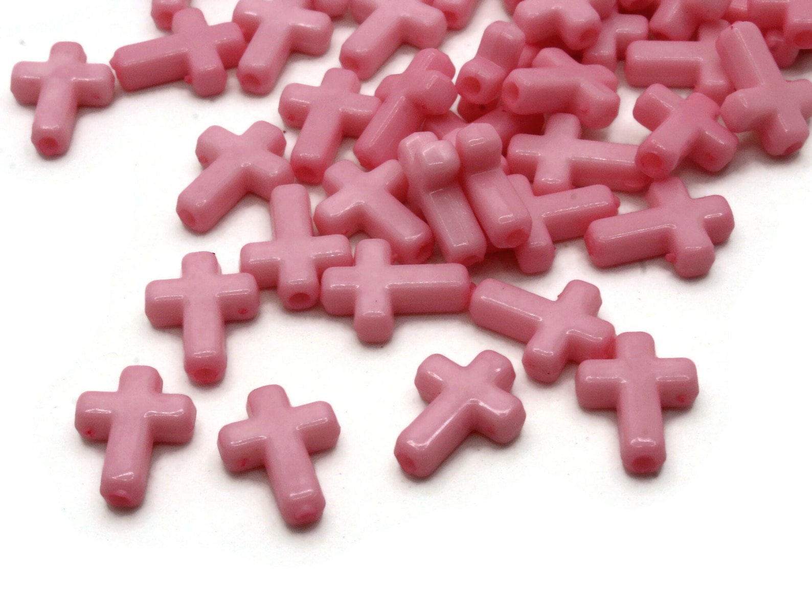 50 16mm Cross Beads Pink Cross Beads Plastic Crosses Christian - Etsy