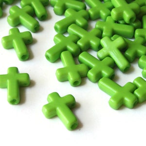 50 16mm Cross Beads Green Cross Beads Plastic Crosses Christian Beads ...