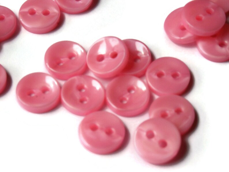 50 11mm Opaque Pearl Pink Buttons Flat Round Plastic Two Hole | Etsy