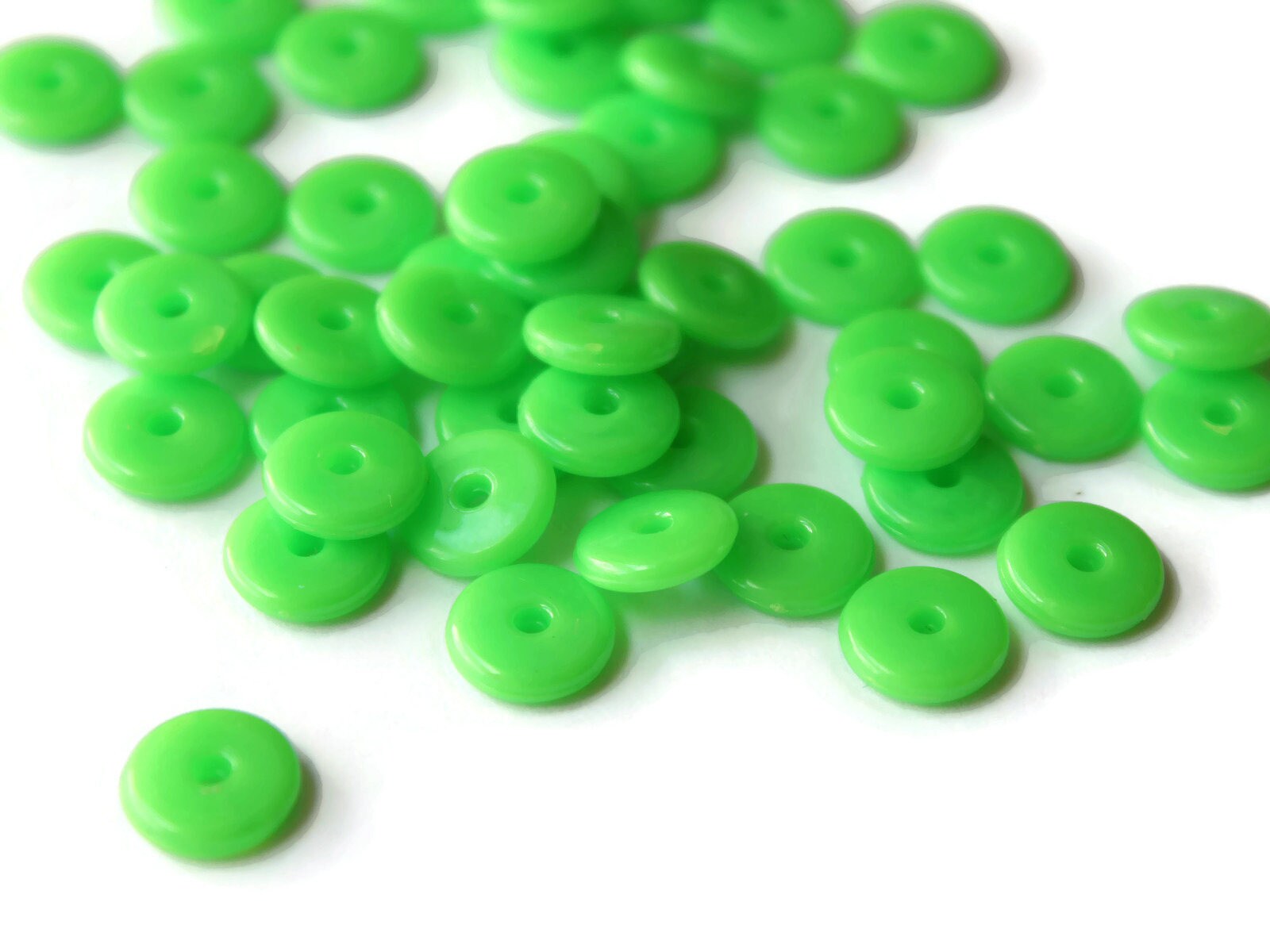 50 10mm Green Disc Beads Vintage Plastic Beads New Old Stock | Etsy