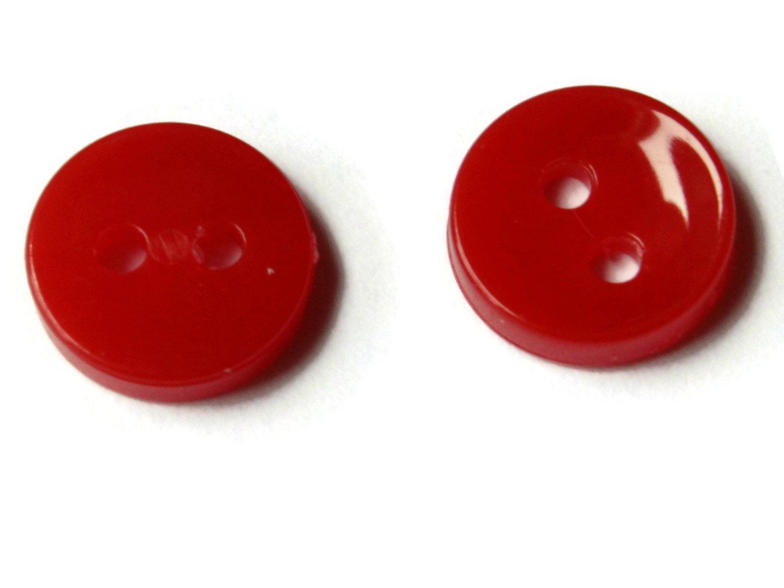50 11mm Opaque Red Buttons Flat Round Plastic Two Hole Buttons | Etsy
