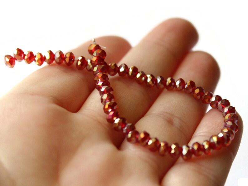 48 3mm X 4mm Faceted Rondelle Beads Red Crystal Beads With - Etsy