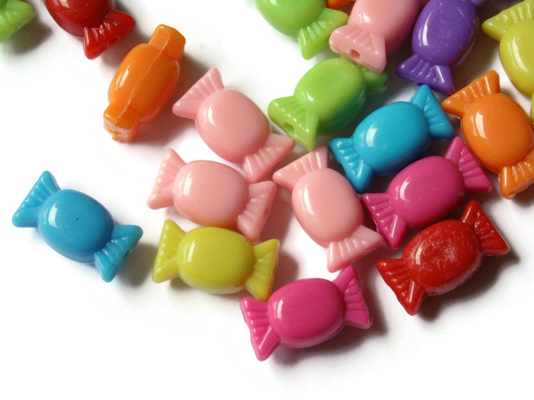 40 Mixed Color Beads Hard Candy Beads Acrylic Beads Plastic Beads ...