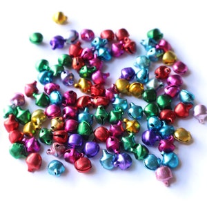 100 Small Jingle Bells Mixed Color Bells Jewel Tone Bell Charms ...
