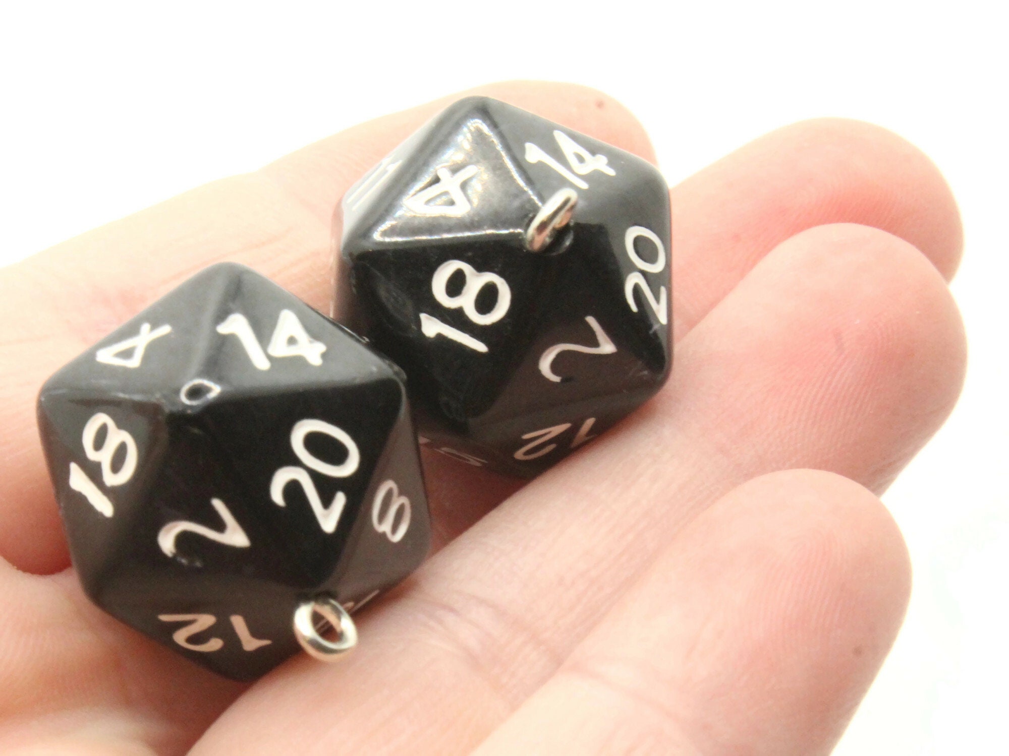 2 20mm Black Resin D20 20 Sided Dice Charms Dice Pendants Jewelry ...