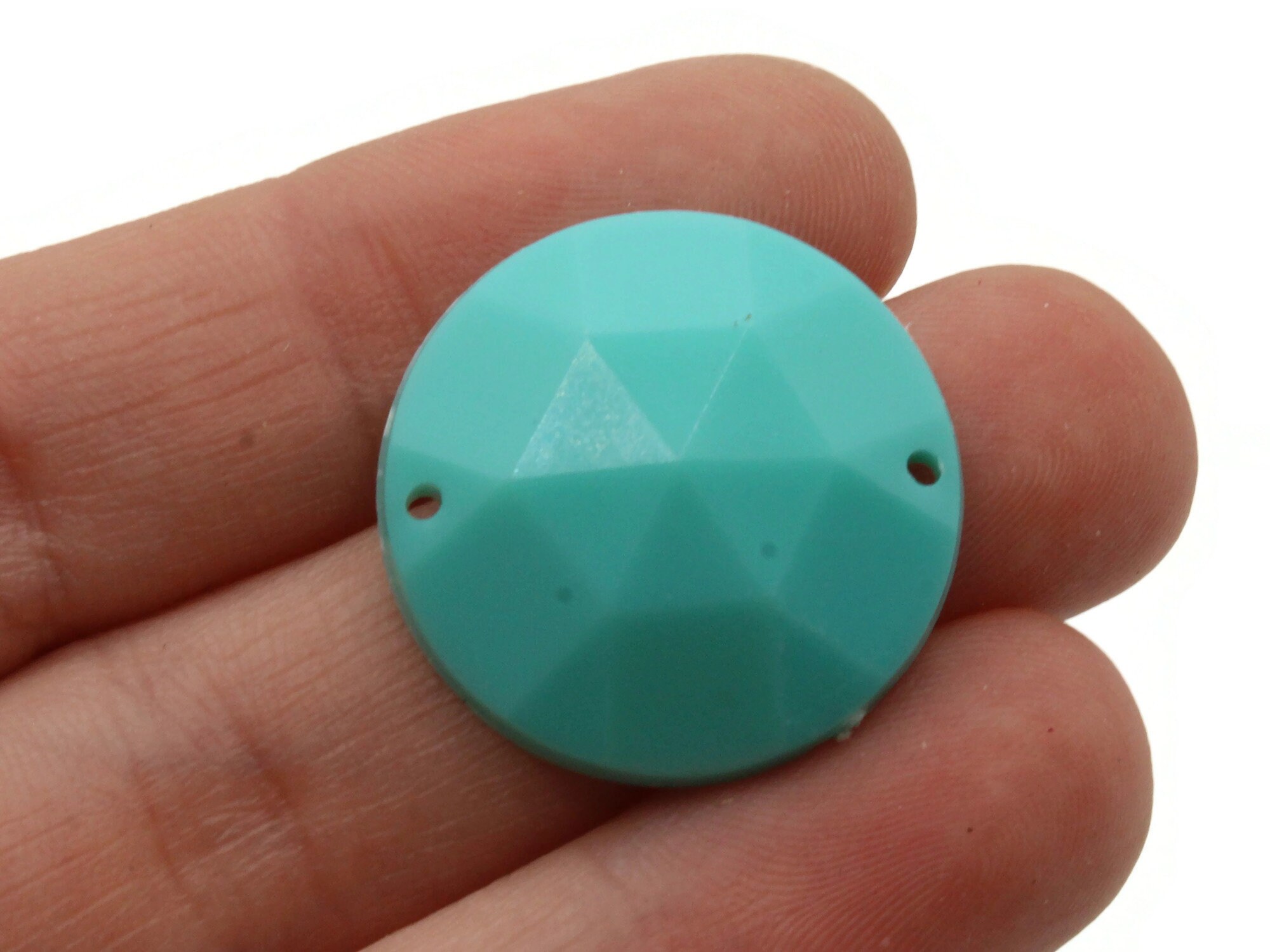 10 24mm Faceted Round Cabochons Cyan Blue Sew On Cabochons | Etsy