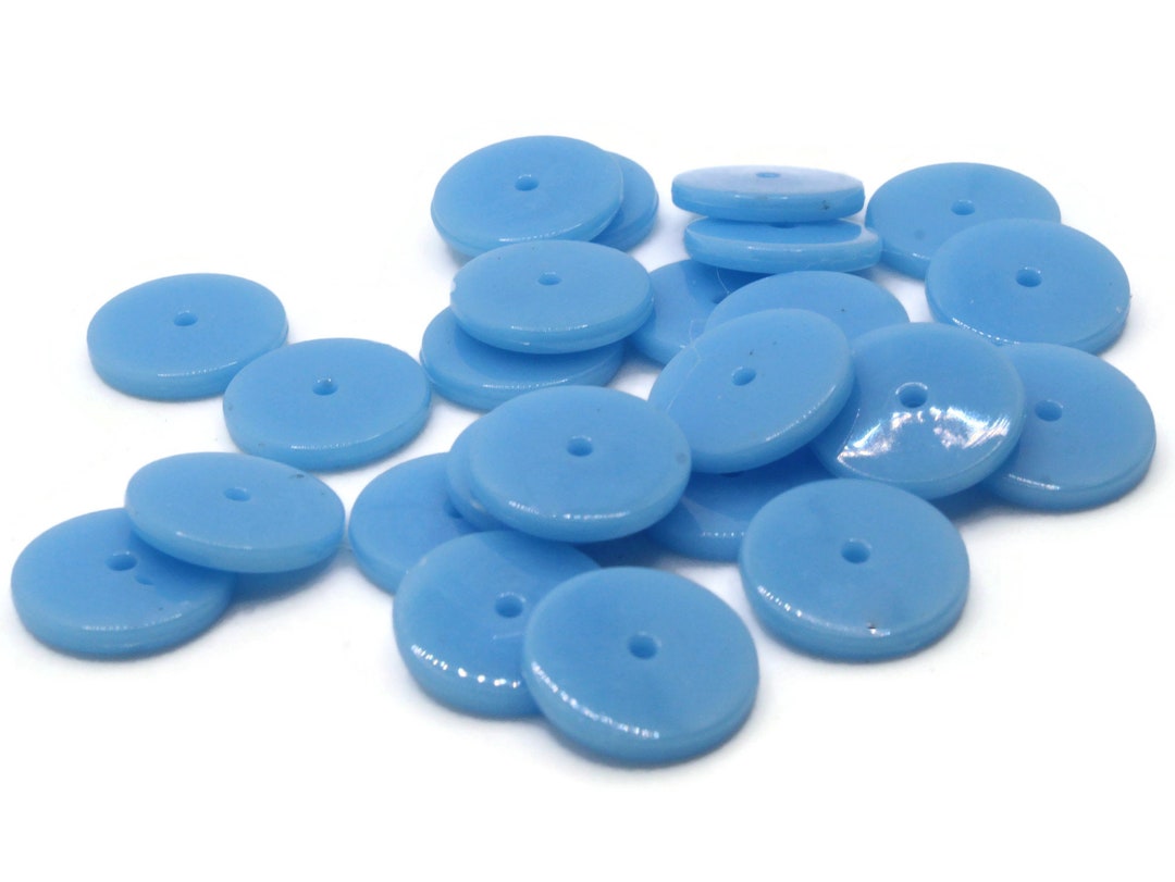 25 14mm Sky Blue Disc Beads Vintage Plastic Beads Saucer Beads Flat ...