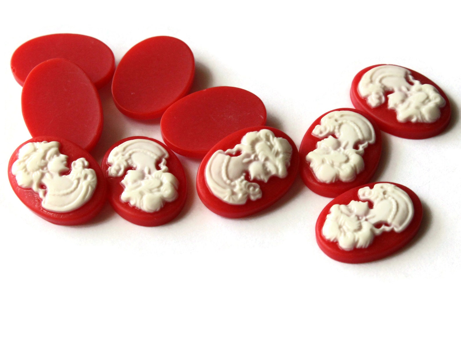 10 Red Cameo Cabochons Victorian Cameo Woman Face Cameo Cabs - Etsy